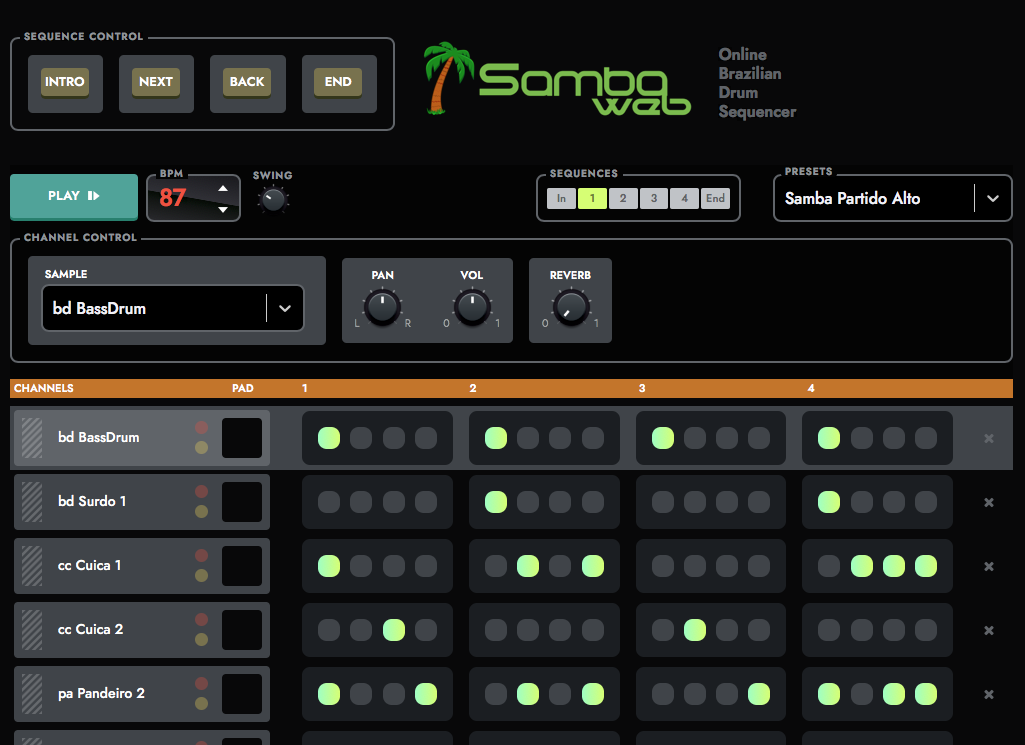 SambaWeb Online Drum Machine - Brazilloops